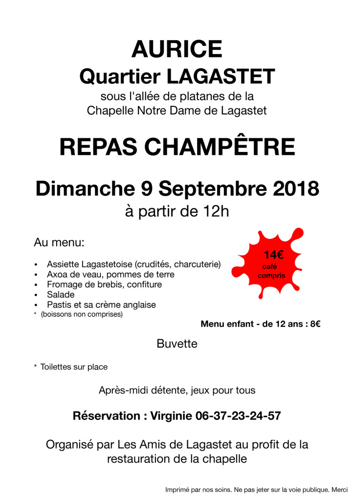Repas champêtre à Lagastet | Commune d'Aurice – Landes 40
